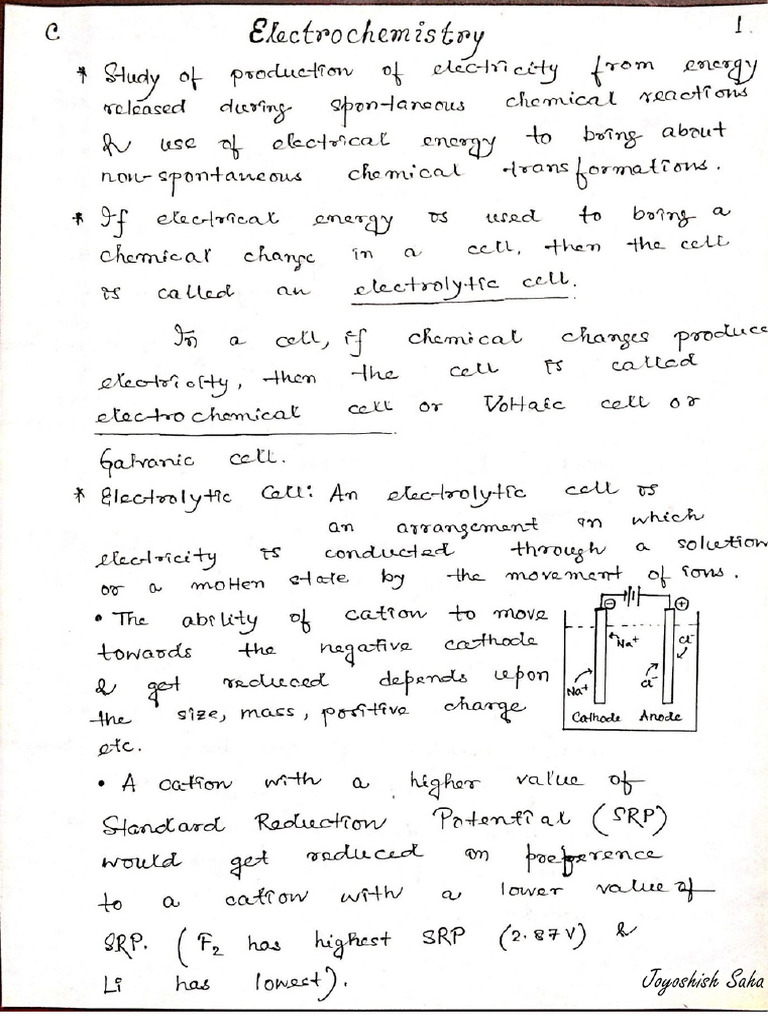 Electrochemistry Complete Notes | PDF