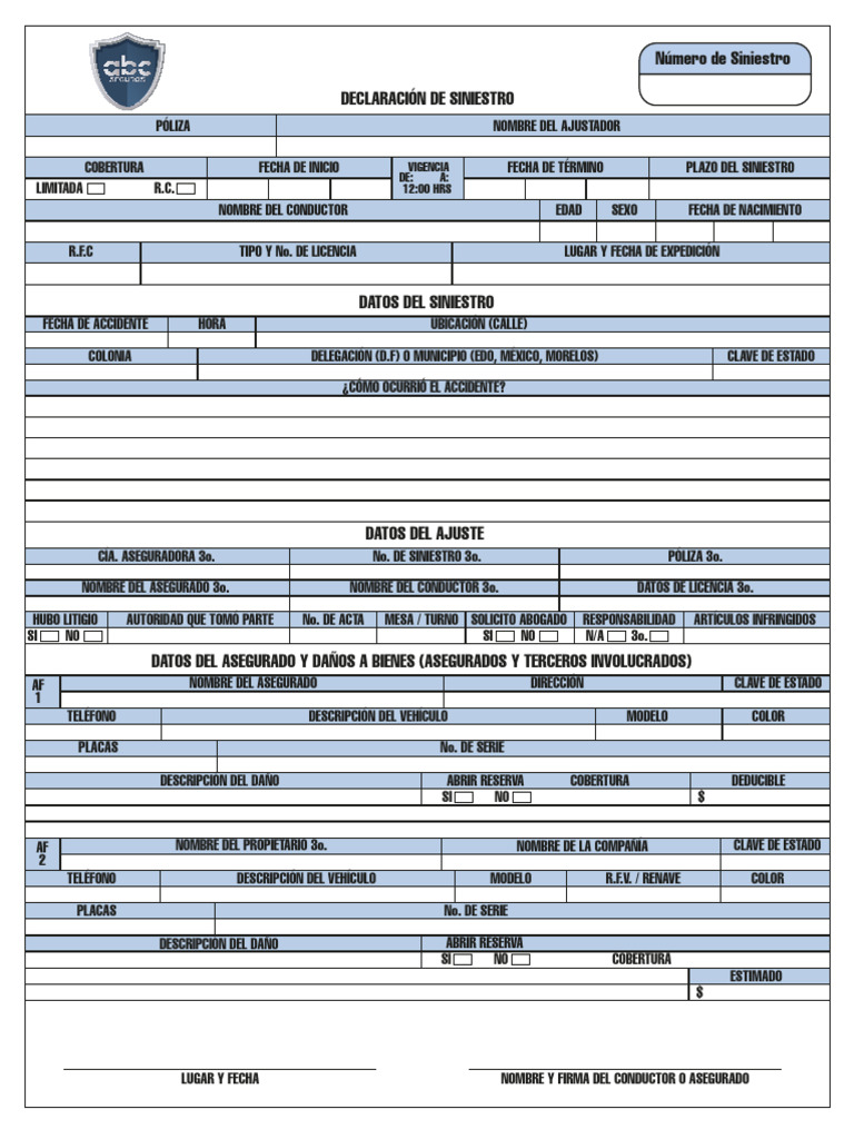 Declaracion de Siniestro | PDF
