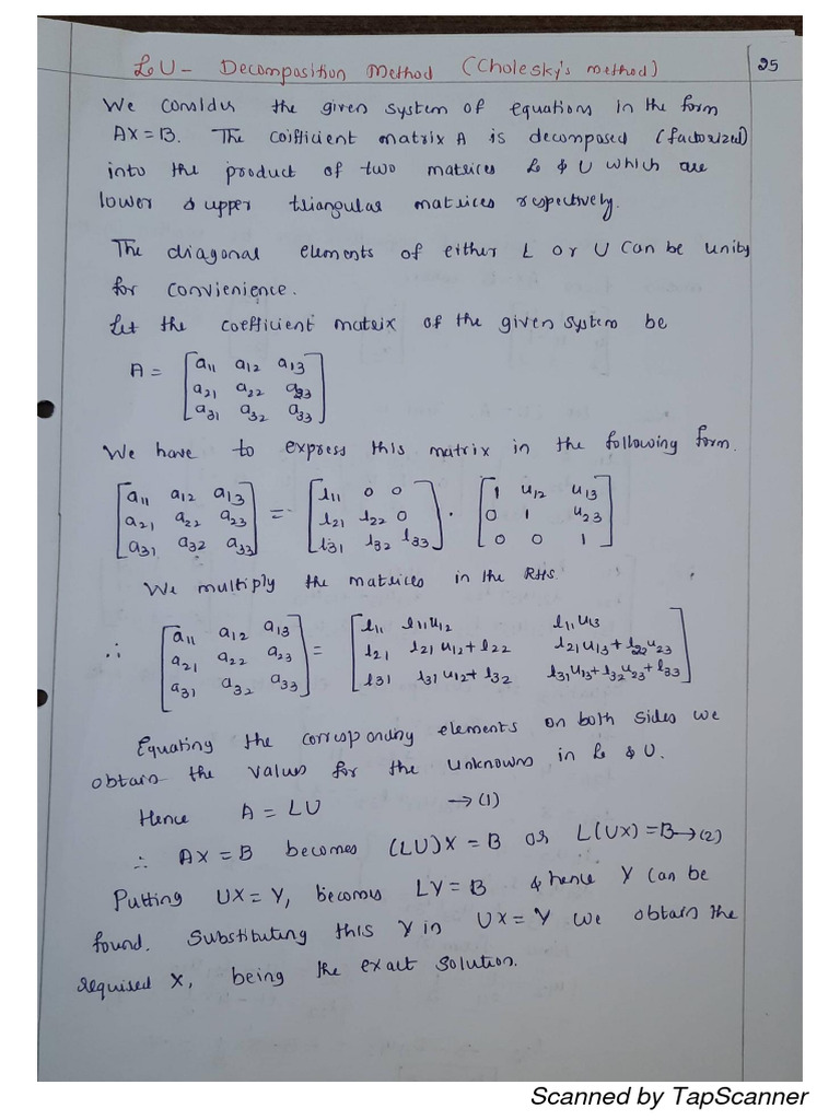 LU Decomposition Method Complete Notes For Calculus With Question ...