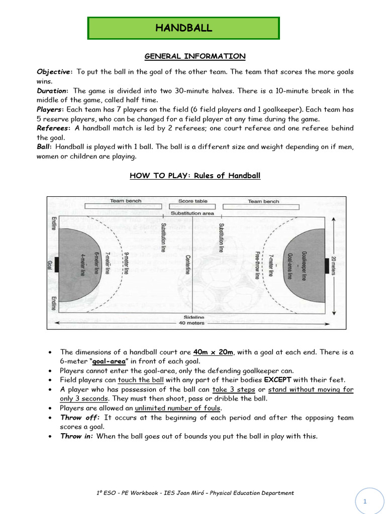 Handball Theory 1ºESO | PDF | Athletic Sports | Football Codes