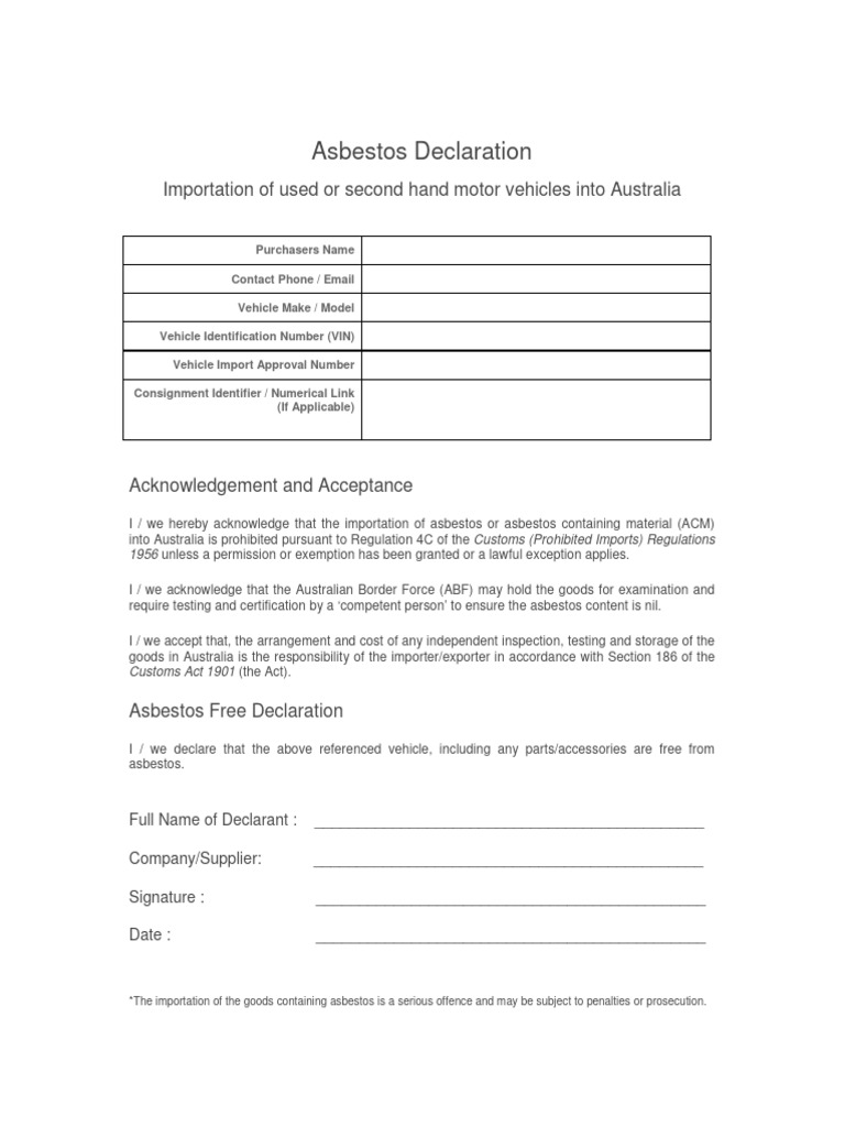 Asbestos Declaration | PDF | Business