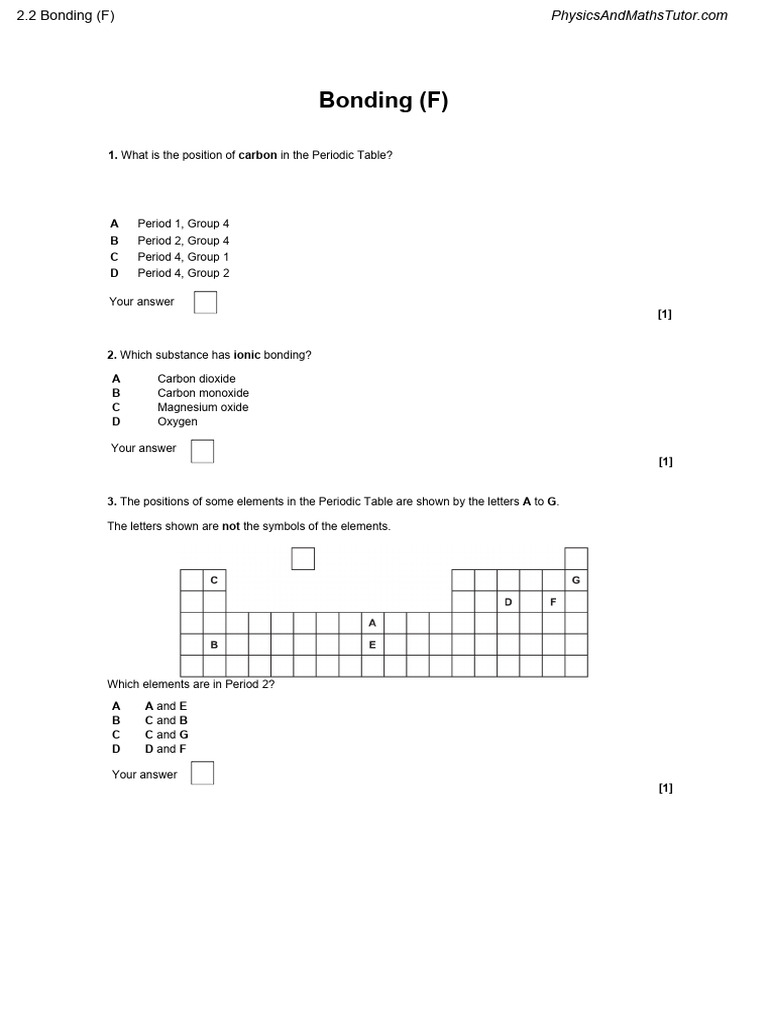2.2 Bonding (F) QP | PDF | Chemical Bond | Periodic Table