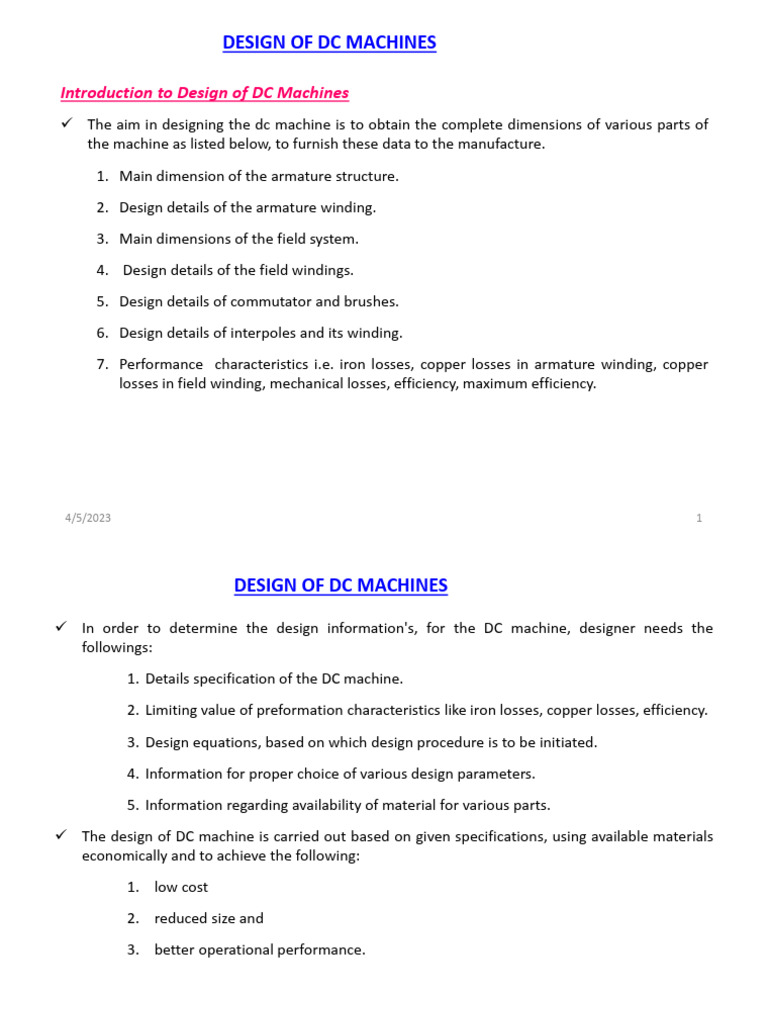 Design of DC Machine-1 | Download Free PDF | Electrical Engineering ...