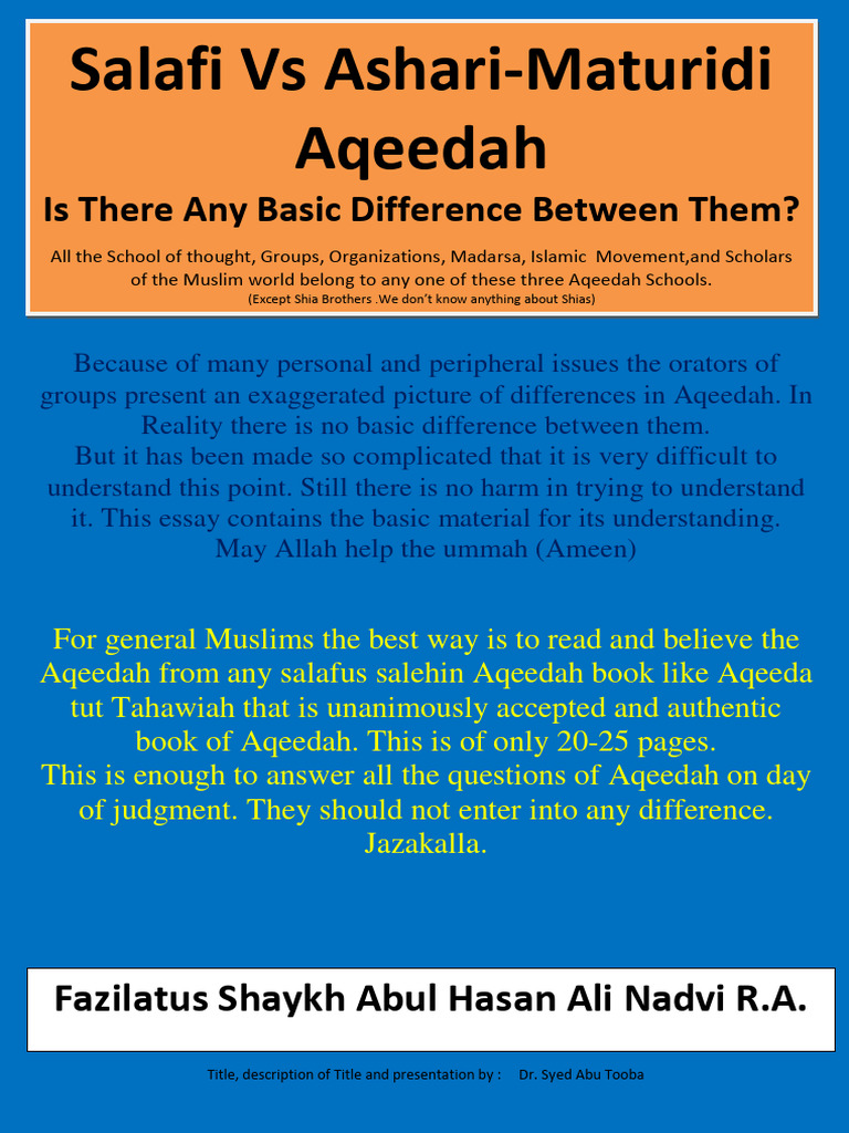 Salafi Ashari Aqeedah Difference | PDF | Nous | God