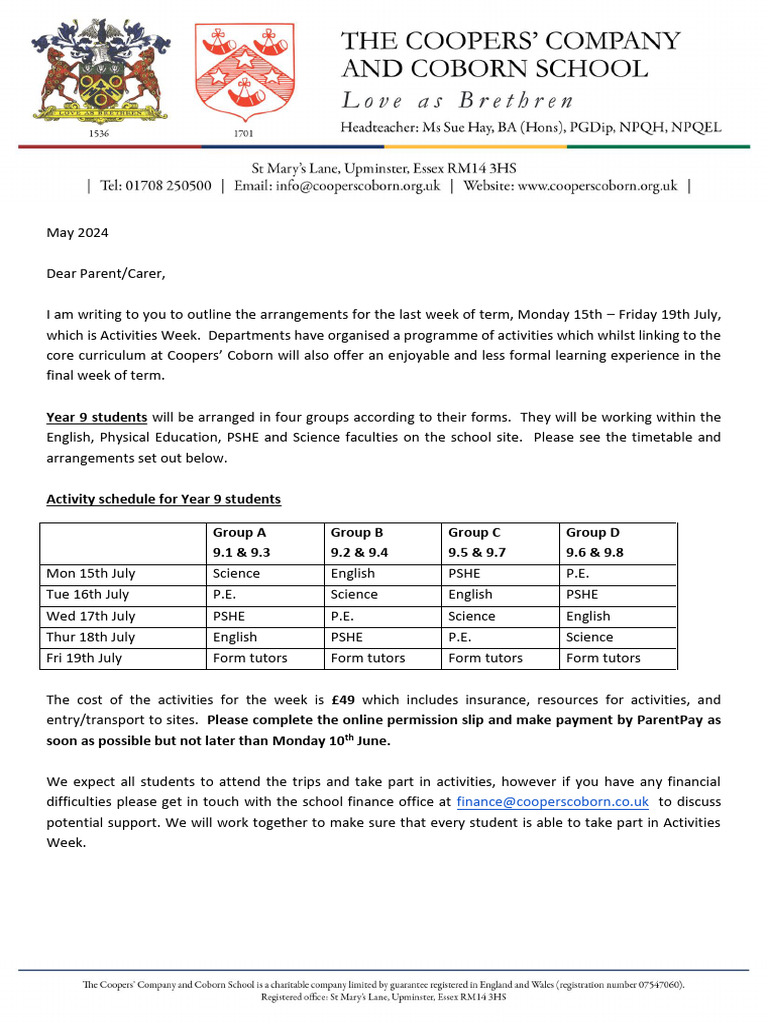 Year 9 Activities Week Letter 24 FINAL | PDF | Science