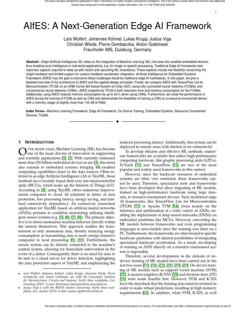 AIfES A Next-Generation Edge AI Framework | PDF | Machine Learning ...