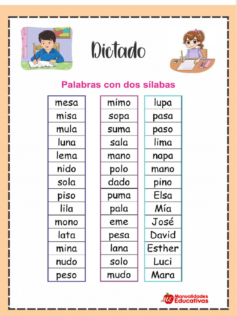 Dictado de Palabras | PDF
