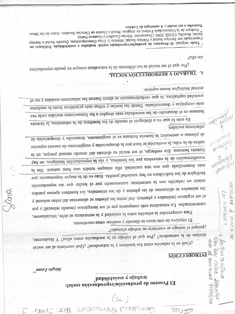 Sergio Lessa - Proceso de Producción y Reproducción Social | PDF