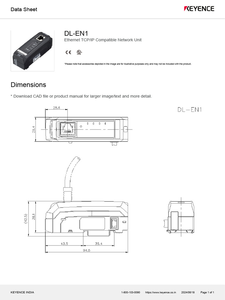 DL-EN1 Ethernet Network Unit Data Sheet | PDF
