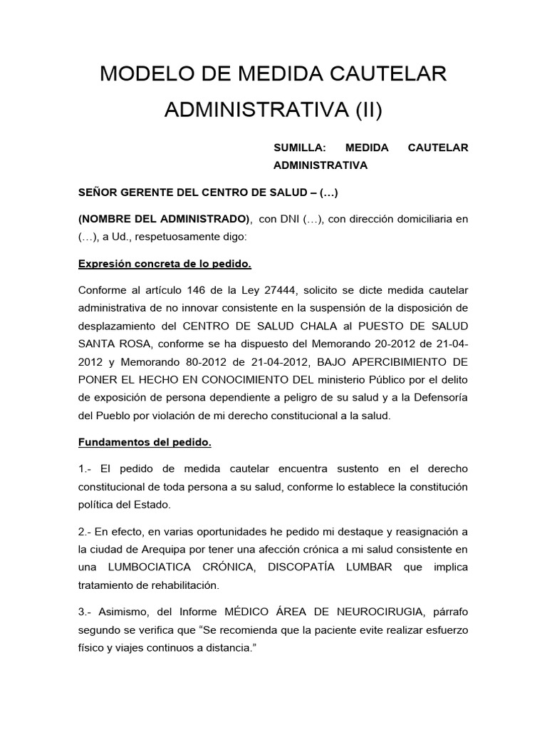 312279681-Modelo-de-Medida-Cautelar-Administrativa | Descargar gratis ...