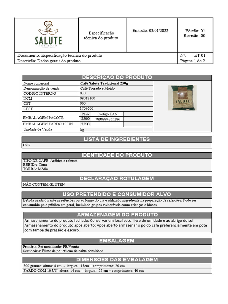 FICHA TECNICA - CAFE | PDF | Café