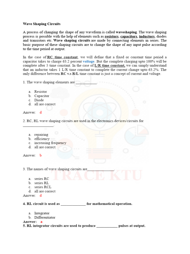 AC1 - Wave Shaping Circuits QB | PDF | Electrical Network ...