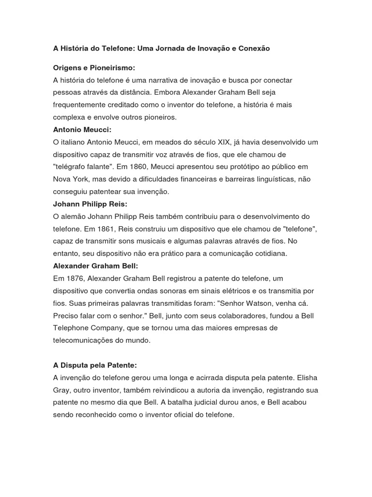 História e Evolução do Telefone | PDF | Telefone | Celulares