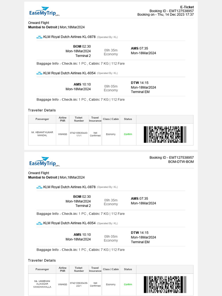 Flight Ticket USA | PDF | Airport | Airlines