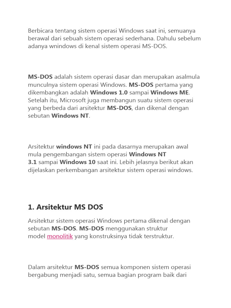Tambahan Arsitektur Sistem Operasi Windows | PDF | Seni | Komputer