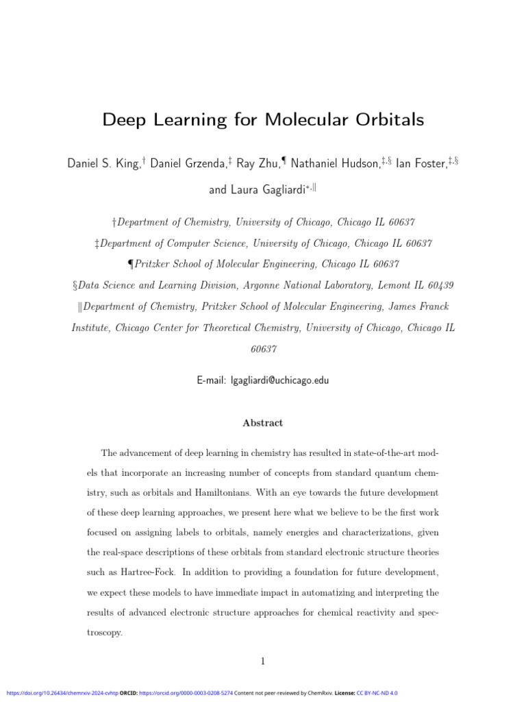 Deep Learning For Molecular Orbitals | Download Free PDF | Molecular Orbital | Hartree–Fock Method