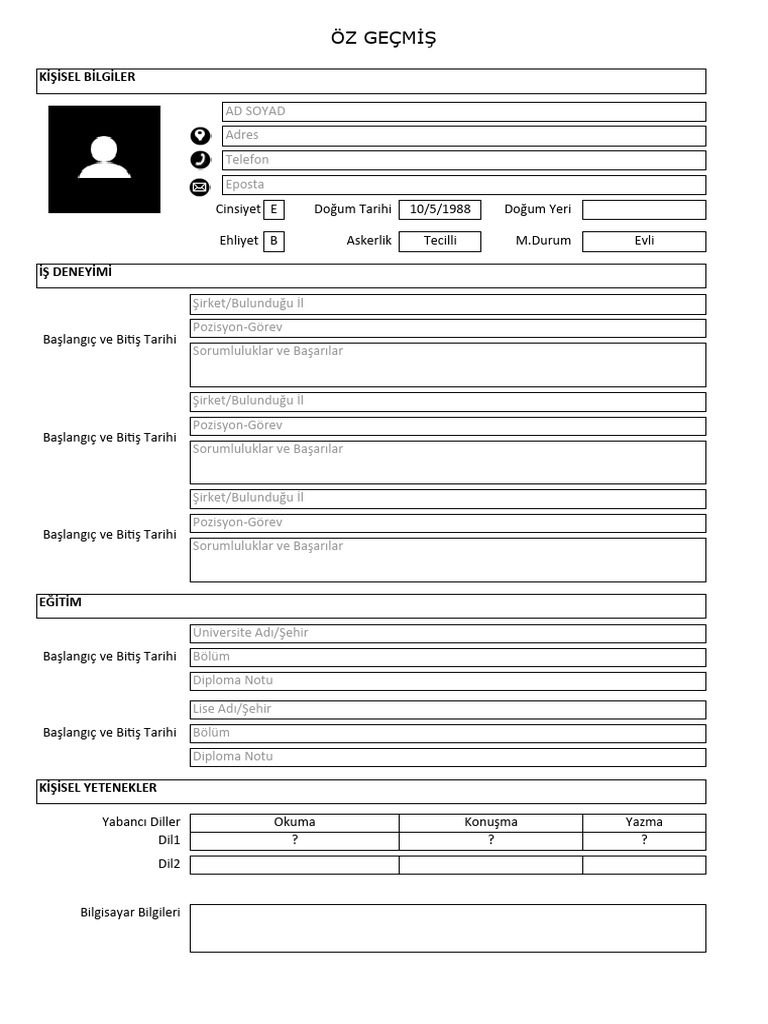 Excel CV Örneği | PDF