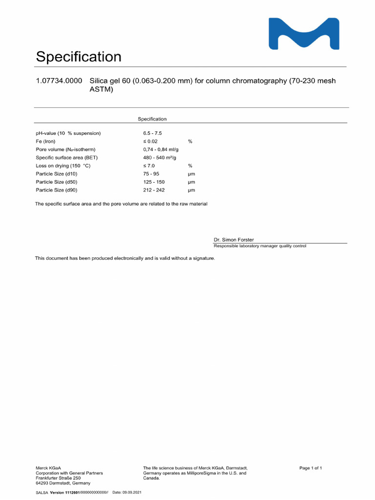 Ficha Técnica Silica Gel | PDF