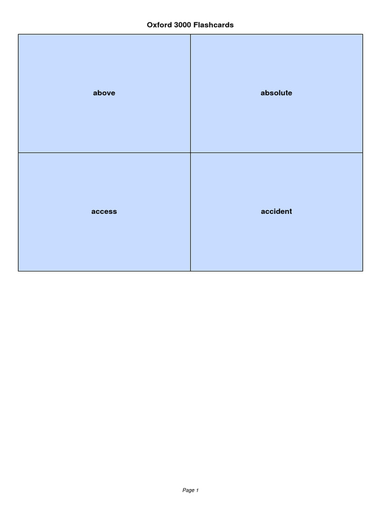Oxford 3000 Vocabulary Flashcards | PDF