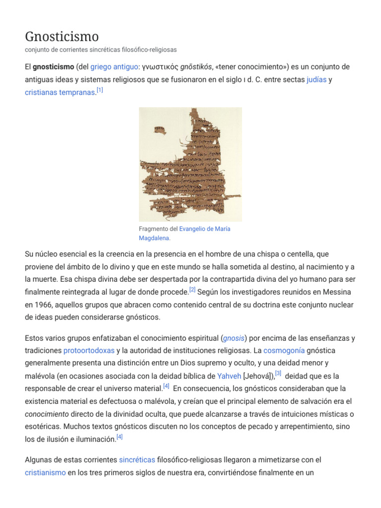 Gnosticismo | PDF | Gnosticismo | Creencia religiosa y doctrina