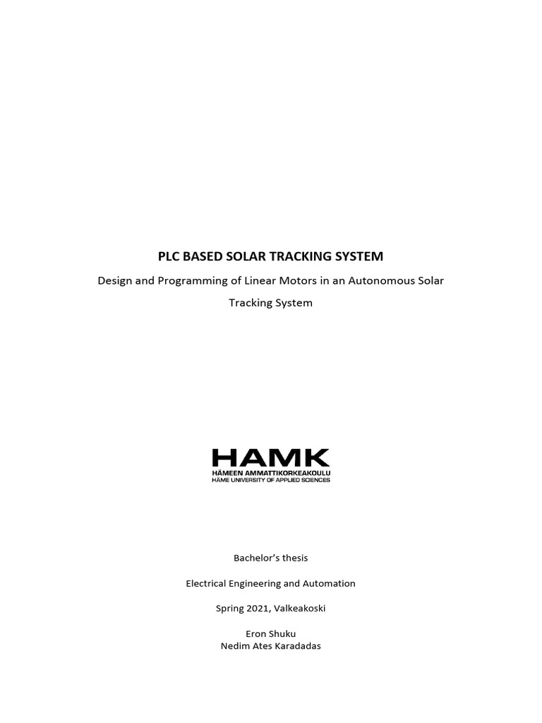 PLC Based Solar Tracking System | Download Free PDF | Programmable Logic Controller | Solar Power