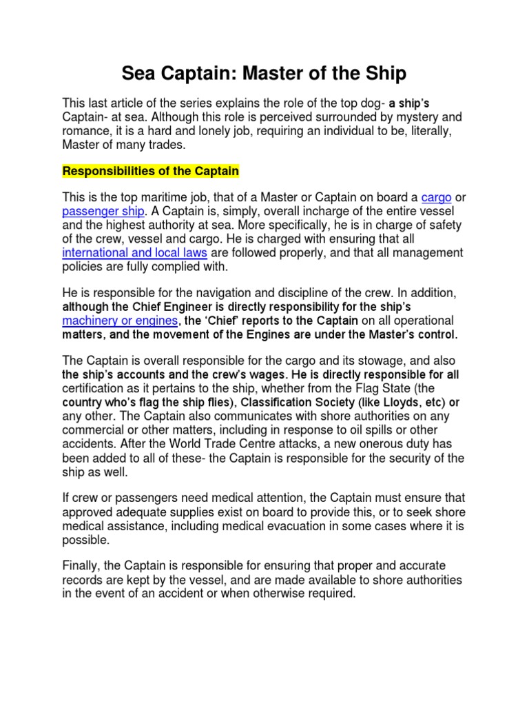 Sea Captain | PDF | Sea Captain | Ships
