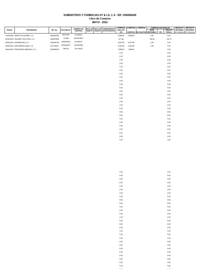 LIBROS DE IVA COMPRAS | Descargar gratis PDF | Impuestos | Finanzas del gobierno