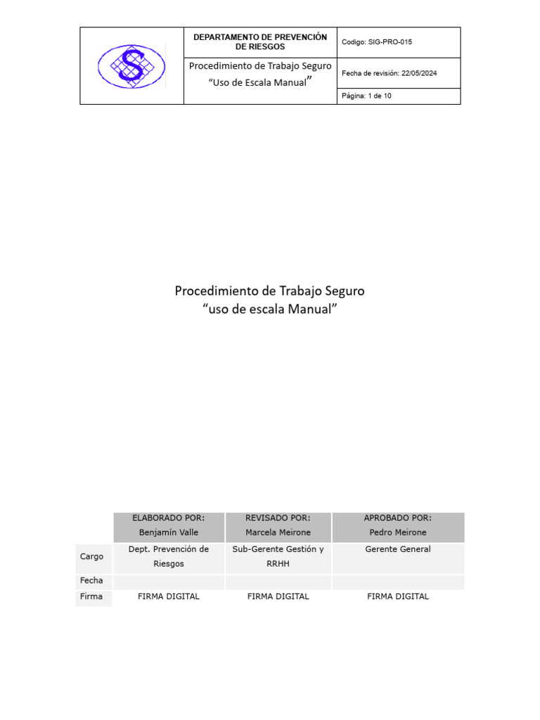 Procedimiento de Uso de Escala Manual.REV.0w1 | PDF