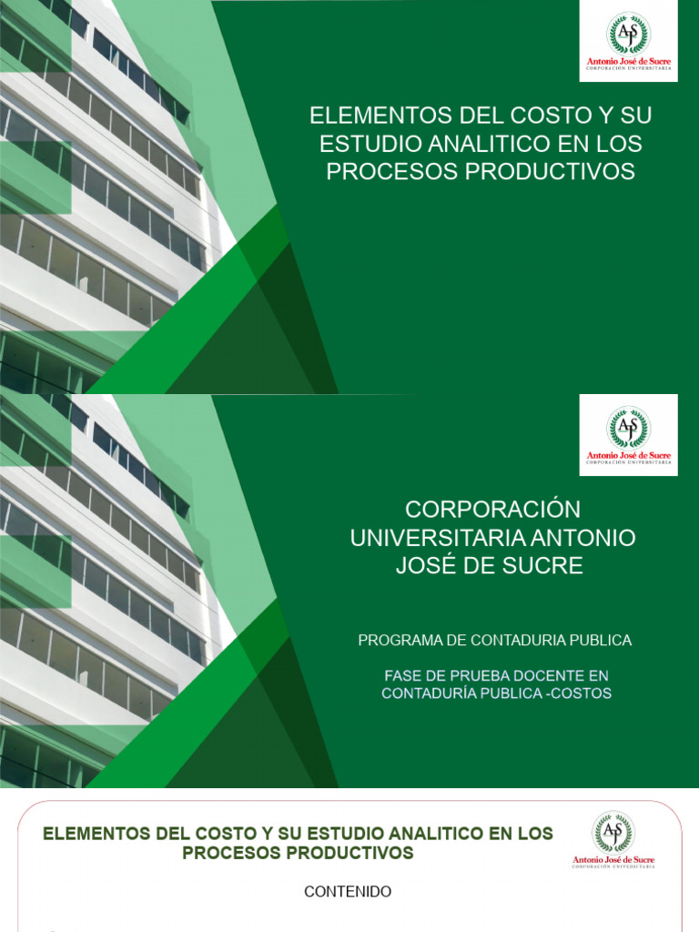 ELEMENTOS DEL COSTO Y SU ESTUDIO ANALITICO EN LOS PROCESOS PRODUCTIVOS ... ELEMENTOS DEL COSTO Y SU ESTUDIO ANALITICO EN LOS PROCESOS PRODUCTIVOS ...