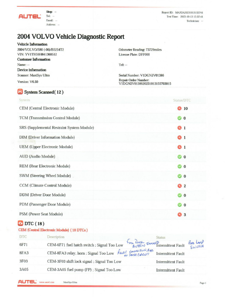 04 Volvo Codes | PDF