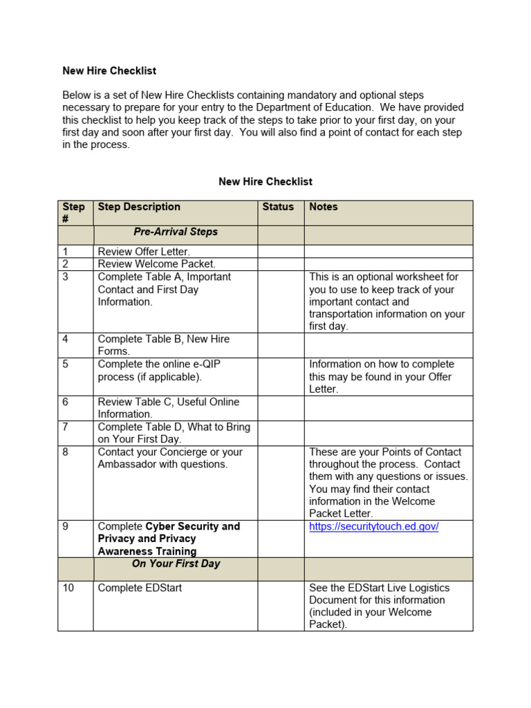 New Hire Checklist | PDF