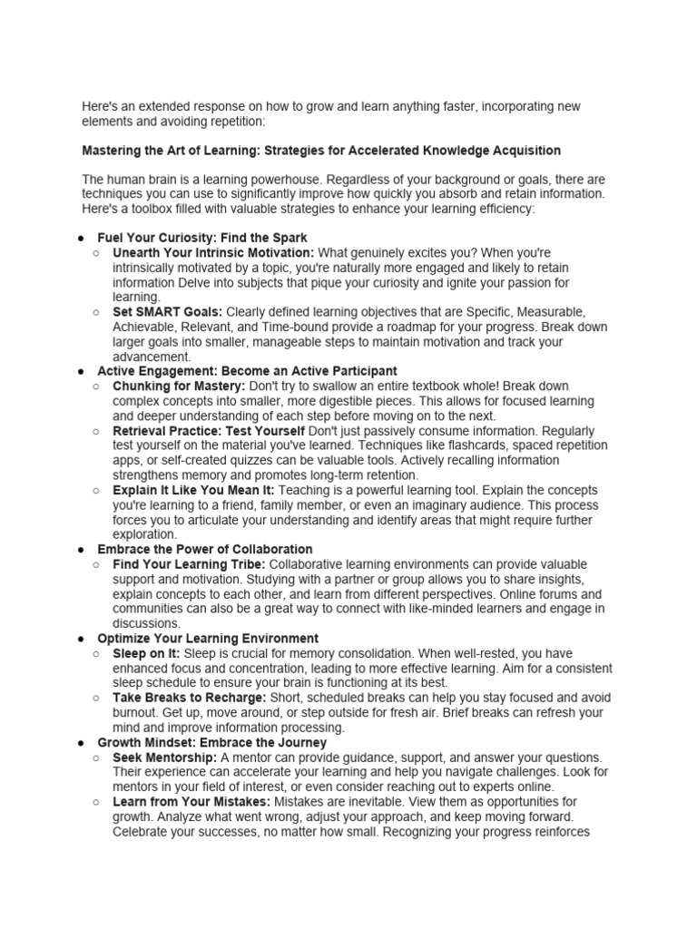 How To Grow and Learn Anything More Fast | PDF | Learning | Mentorship