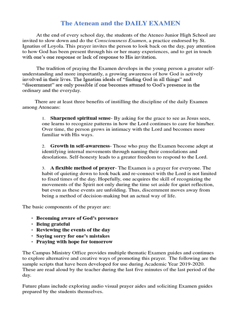 Examen Guides For Junior HS Edited 2 | PDF | Prayer | Gratitude