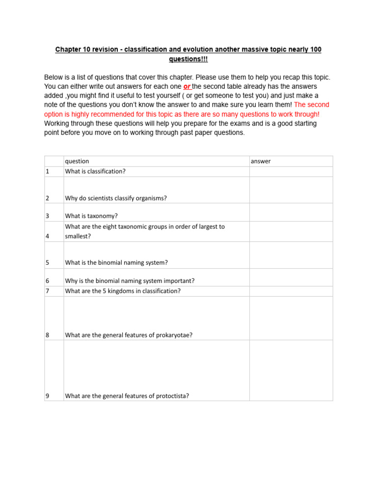 Copy of Chapter 10 revision - classification and evolution - Google ...
