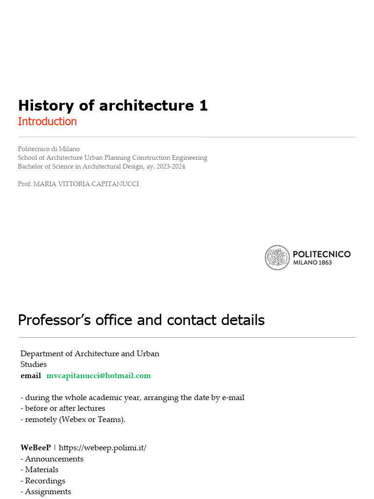 1. History of Architecture 1_Introduction | PDF
