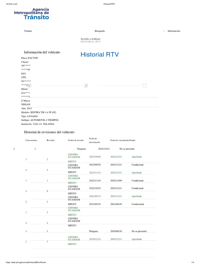 Historial RTV | PDF | Ingeniería de Transporte | Vehículos de ruedas