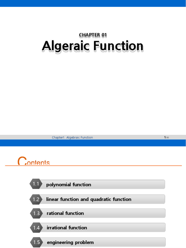 Chap1. Algebraic Function | PDF | Quadratic Equation | Polynomial