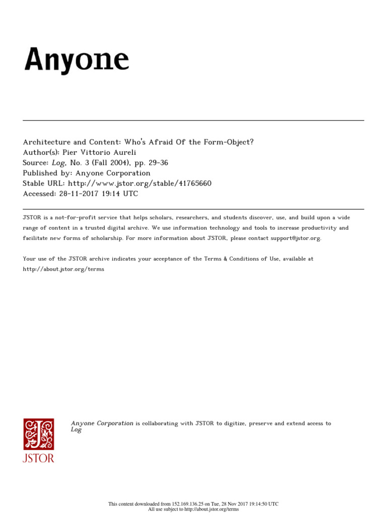 Aureli Who's Afraid of The Form-Object | PDF | Minimalism | Reality