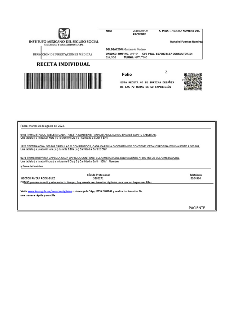 Receta IMSS Editable | PDF