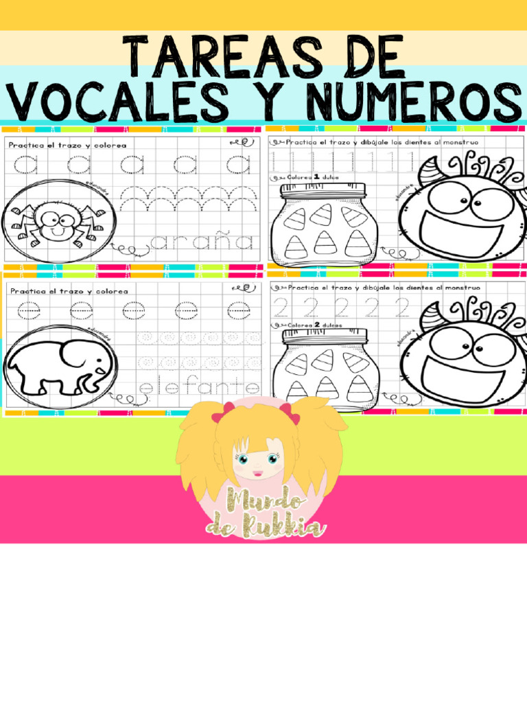 Cuaderno de Tareas para Aprender Vocales y Números Recopilado Por Mundo ...