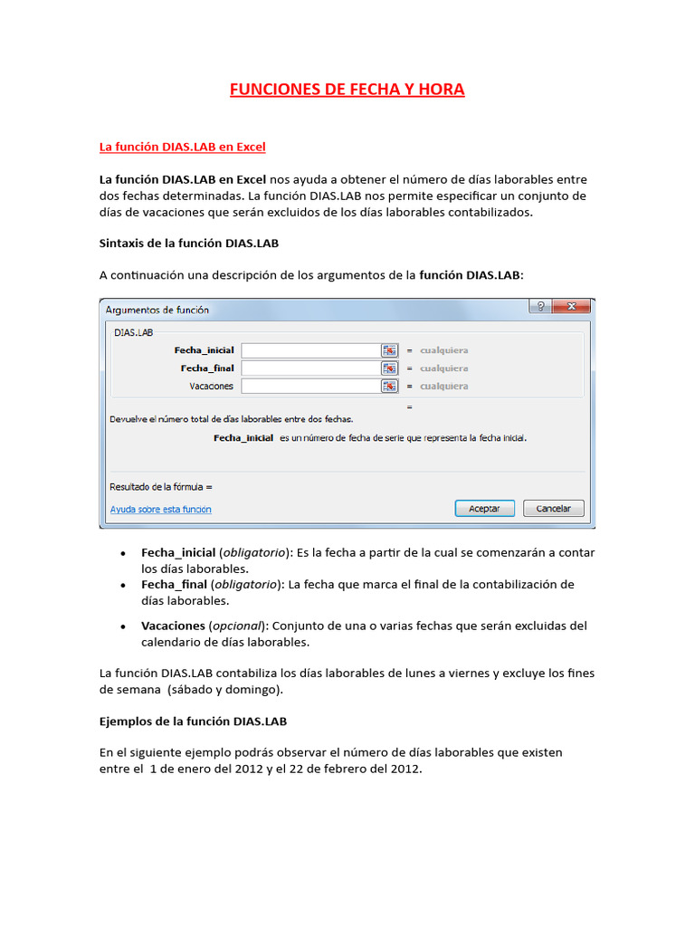 Funciones de Fecha y Hora | PDF | Informática