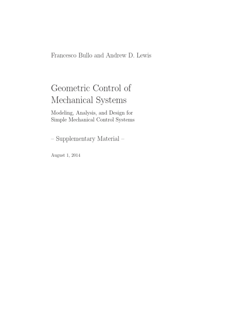 Geometric Control of Mechanical Systems | PDF | Hamiltonian Mechanics ...