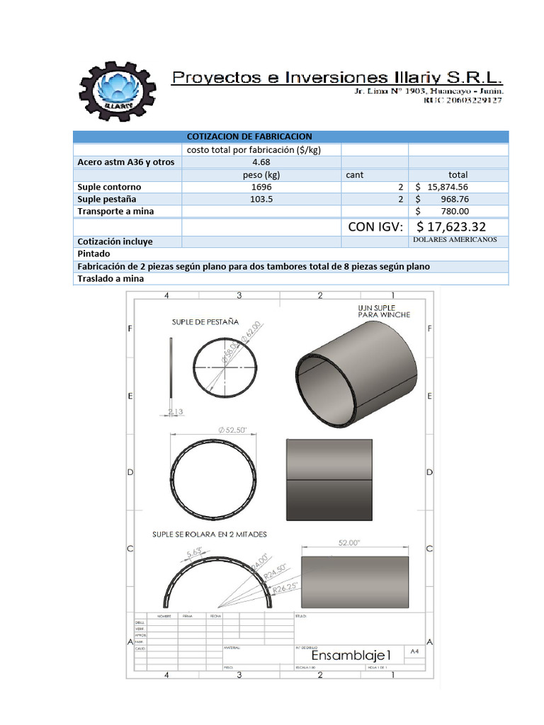 Cotizacion de Fabricacion Suple | PDF