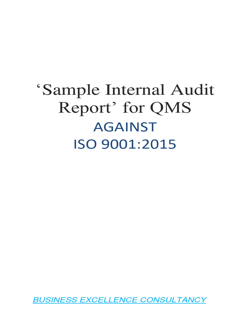 Sample Internal Audit Report For QMS | PDF | Audit | Quality Management ...