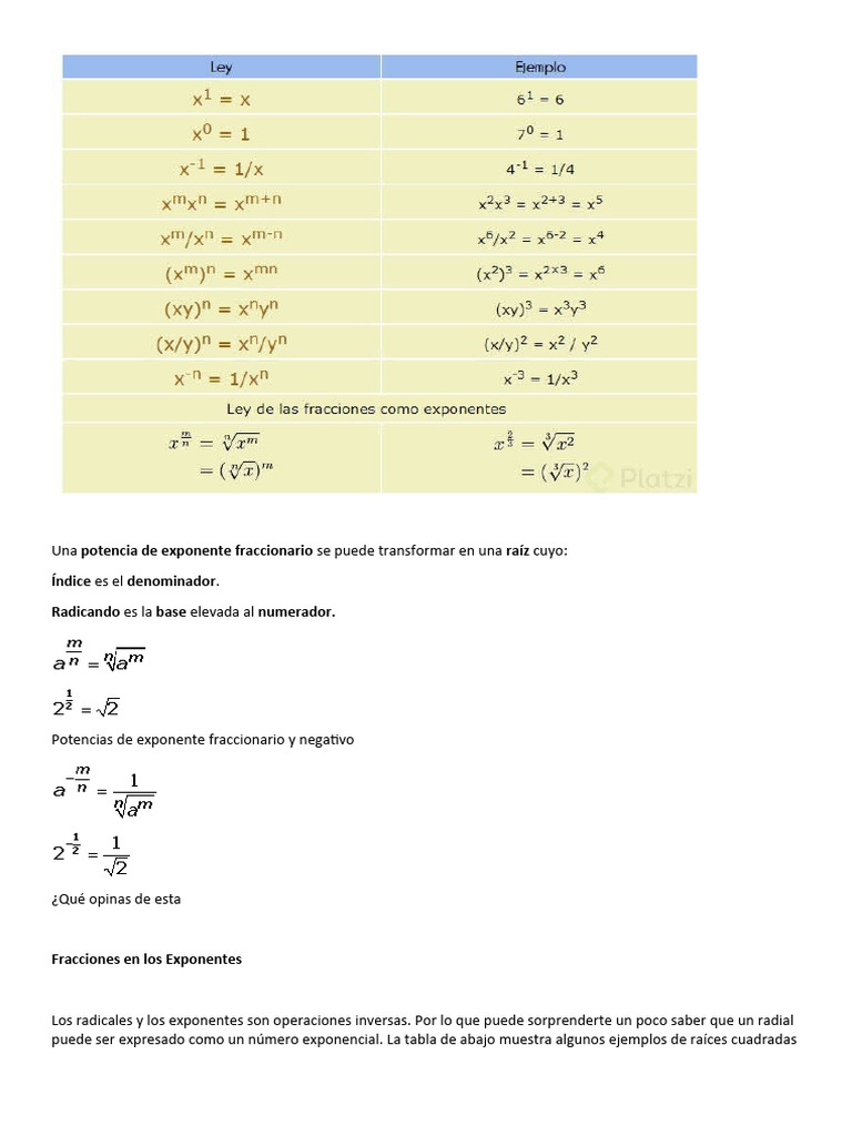 exponente fraccionario radicacion | PDF | Exponenciación | Números