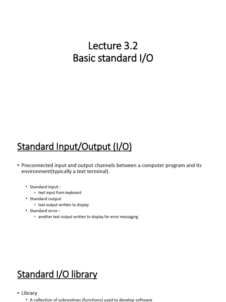 Lec 3.2 Input and Output Operations | PDF