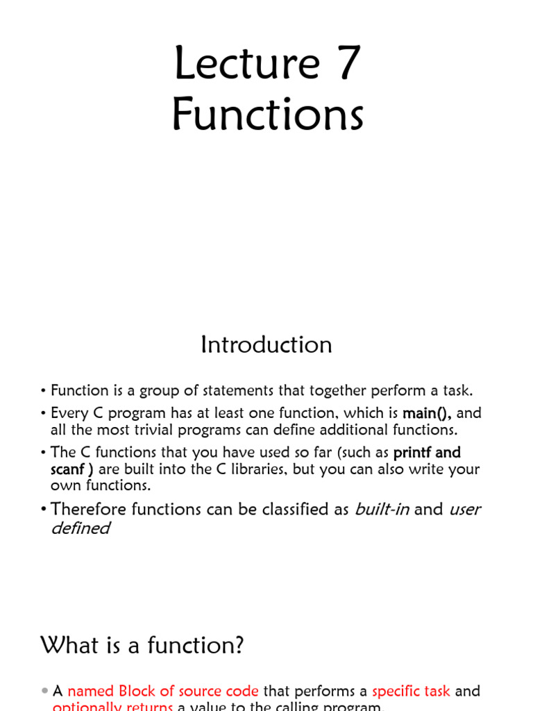 LEC 7 FUNCTIONS | Download Free PDF | Parameter (Computer Programming) | Software Engineering