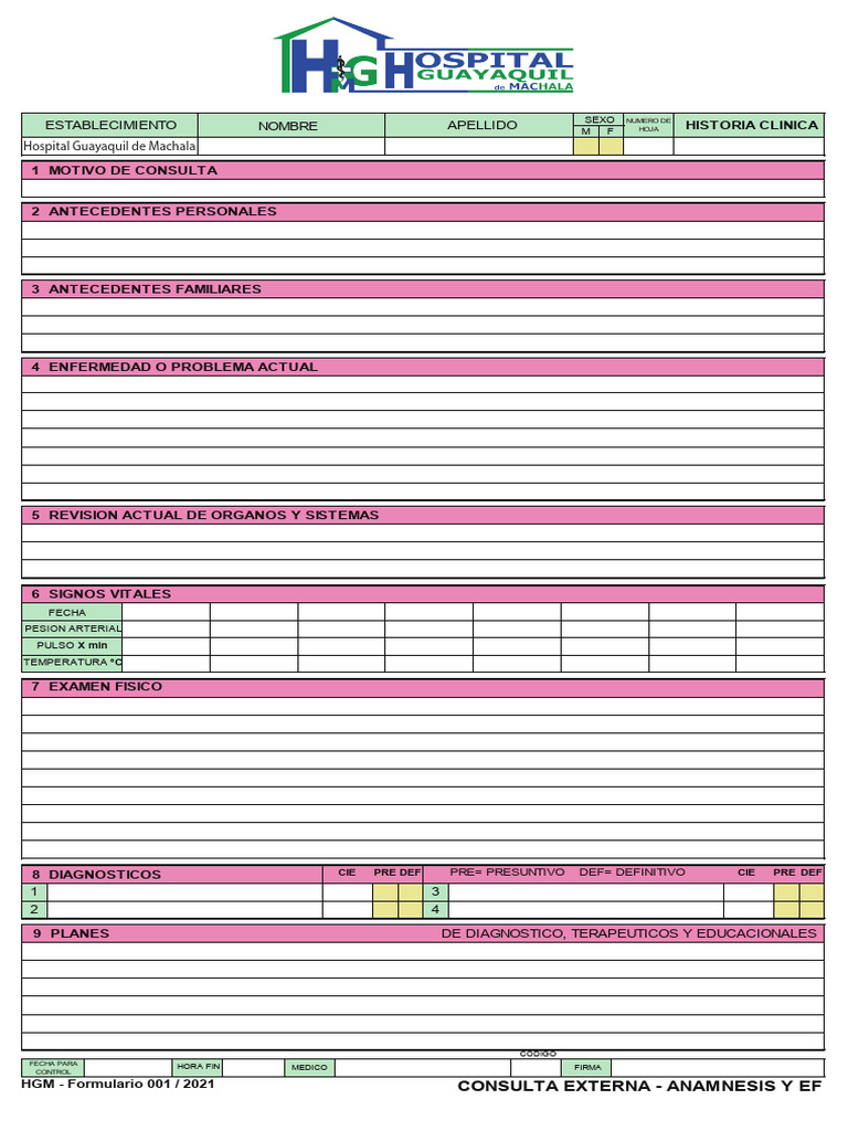 001 Consulta Externa - Anamnesis y EF | PDF