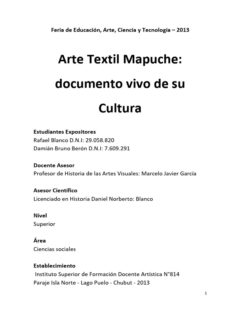 Arte Textil Mapuche Descargar Gratis Pdf Enseñando Educación Primaria
