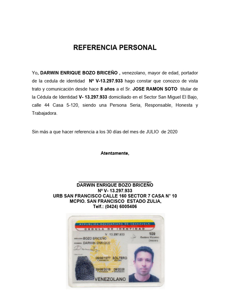 REFERENCIA PERSONAL | PDF